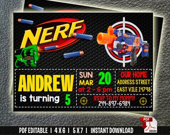 Nerf invite | Etsy