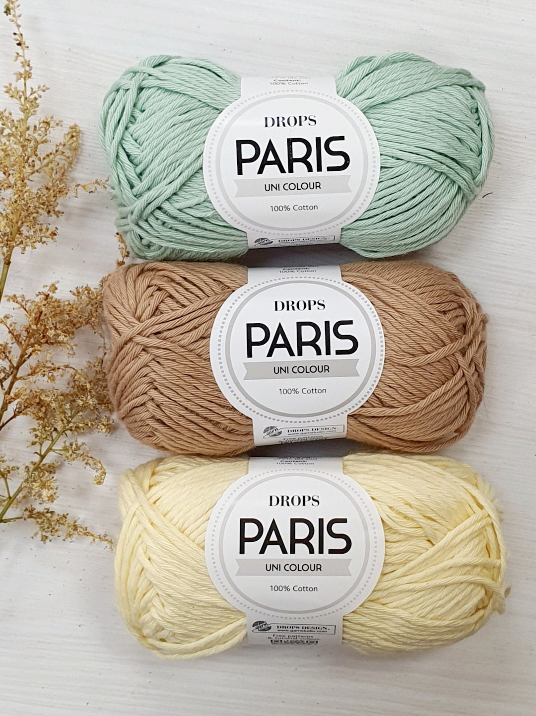 DROPS PARIS Cotton Knitting Yarn, Summer Yarn, Worsted Yarn, Soft Aran ...