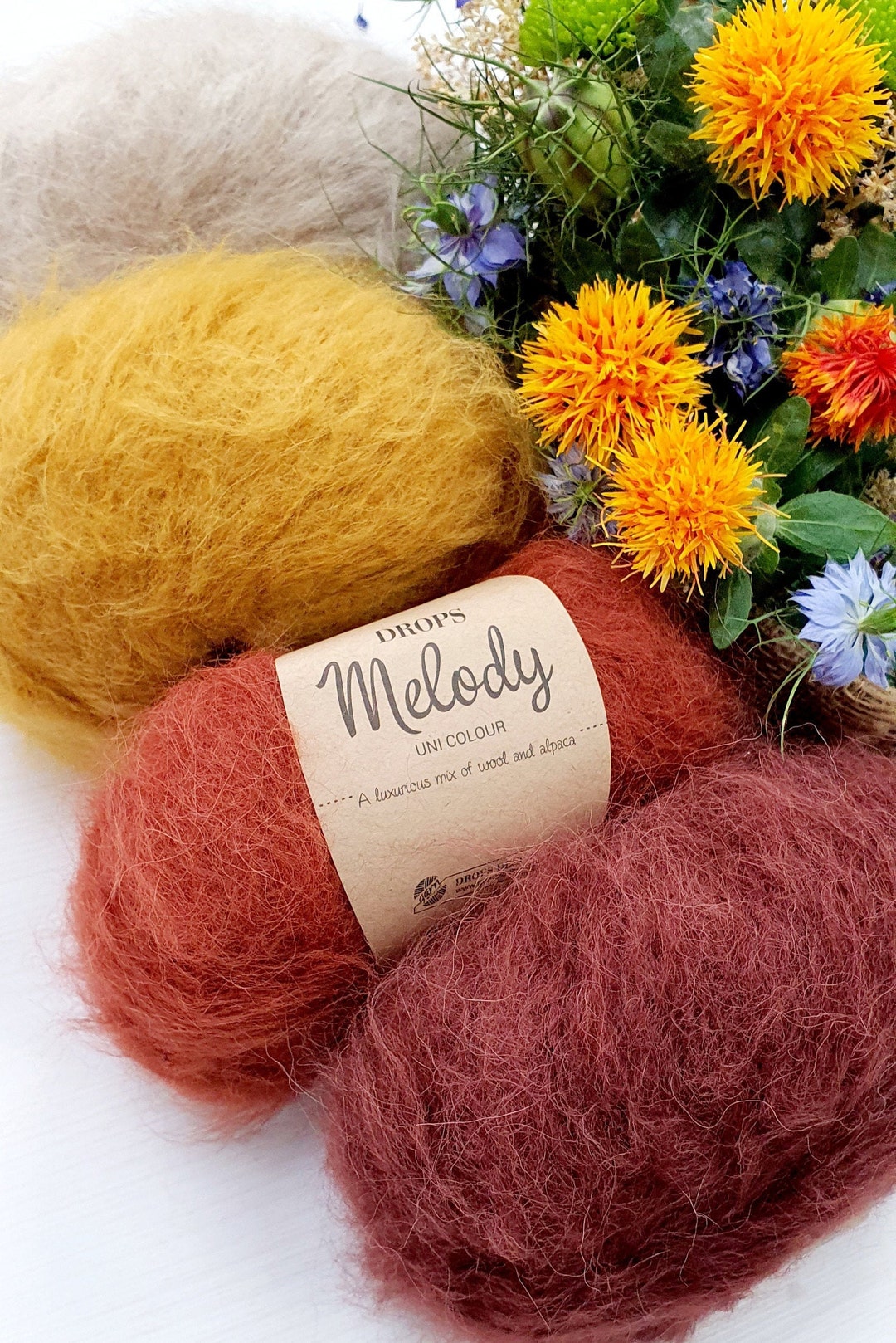 DROPS Melody Knitting Yarn Beautiful Chunky Yarn Mix of Merino Wool and ...