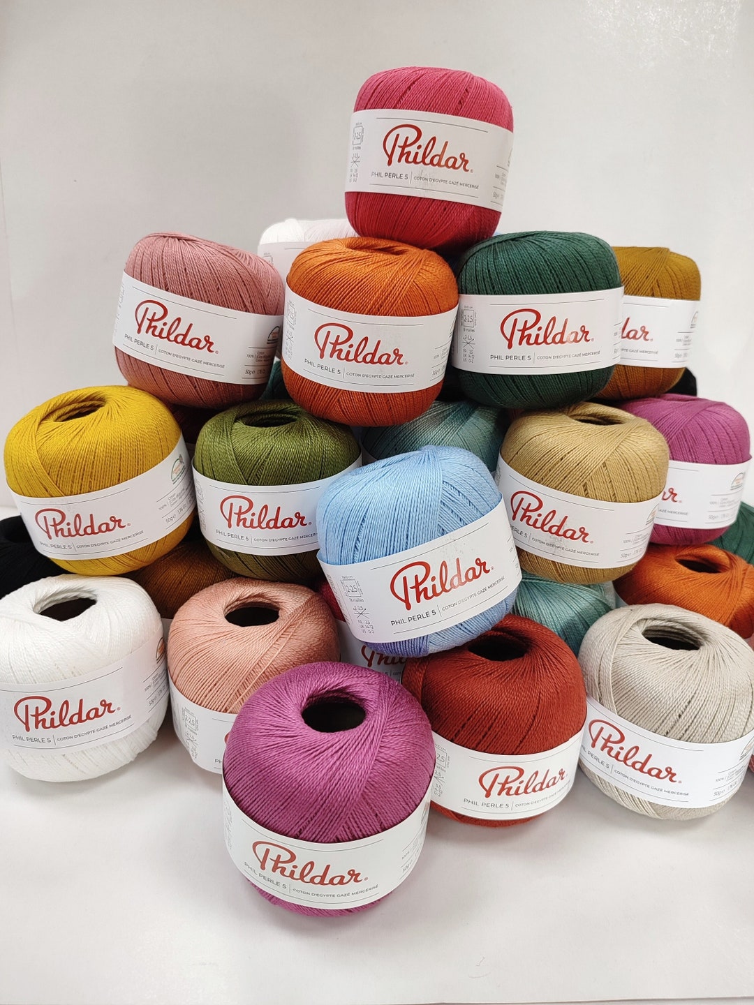 Phildar Perle 5 Fine Lace Cotton Yarn, Crochet Knitting Yarn-organic ...