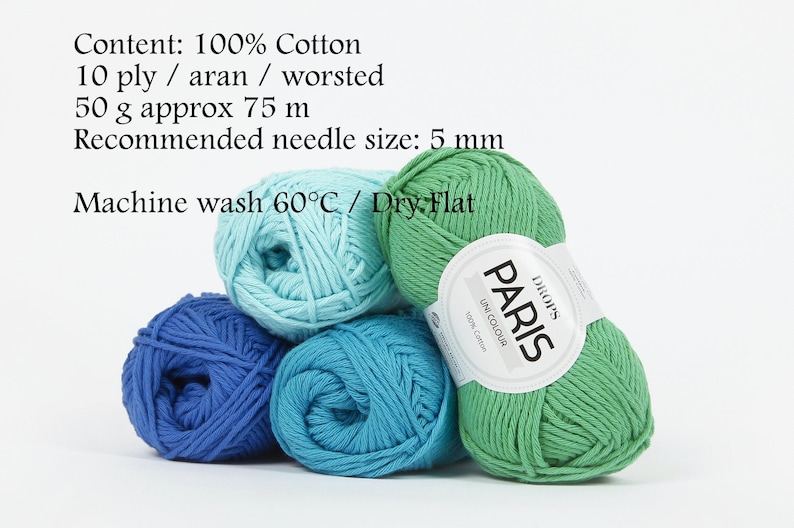 DROPS Paris Cotton Yarn, Aran Worsted Weight, Knitting Crochet Yarn - Etsy