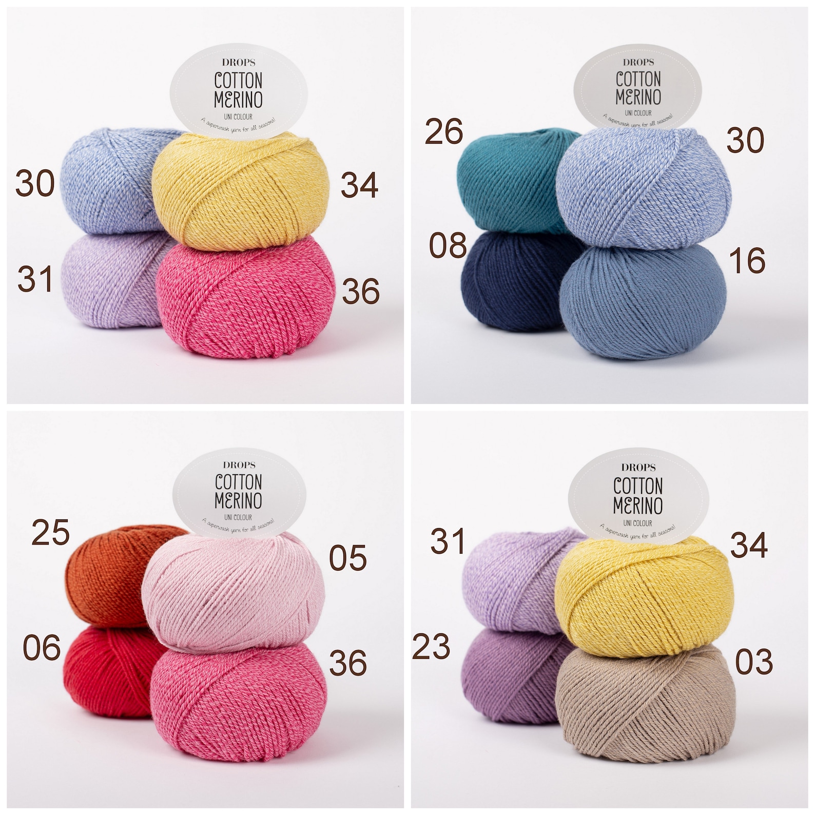 DROPS Cotton Merino Yarn Soft Wool DK Light Worsted Yarn Superwash ...