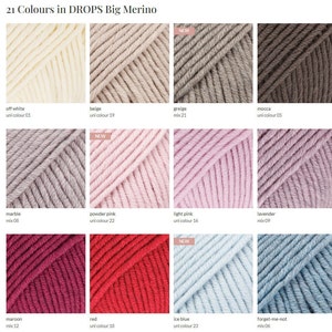 DROPS Big Merino Knitting Yarn Superwash Treated Extra Fine Merino Wool ...