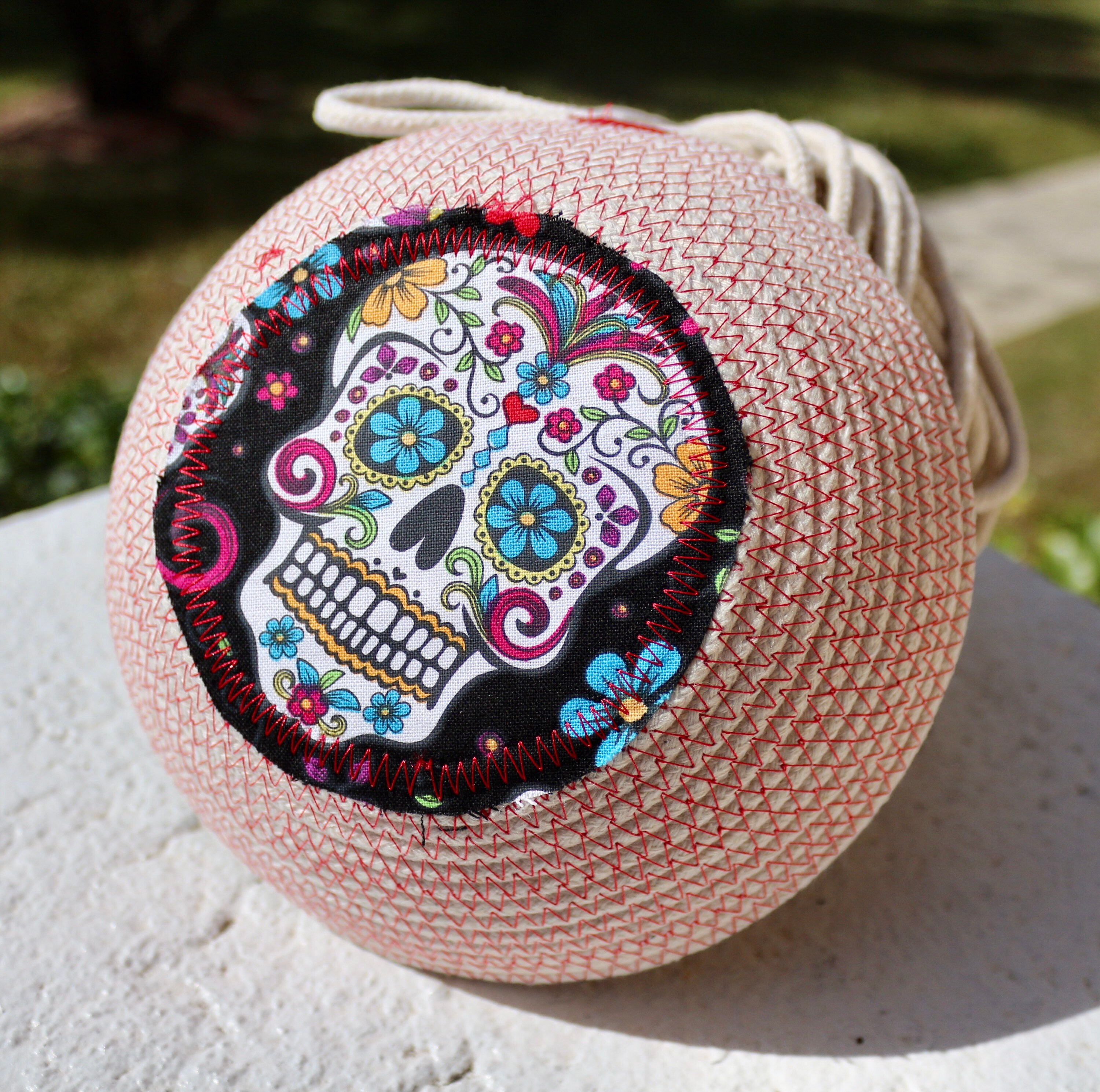 Handmade Rope Basket Day of the Dead Basket, Small, Sugar Skull Basket ...