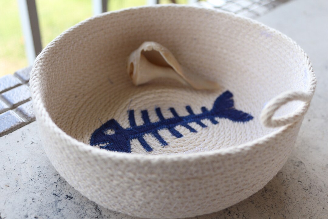 Handmade Rope Basket Fishbones Small Nautical Décor, Home Décor, Under ...