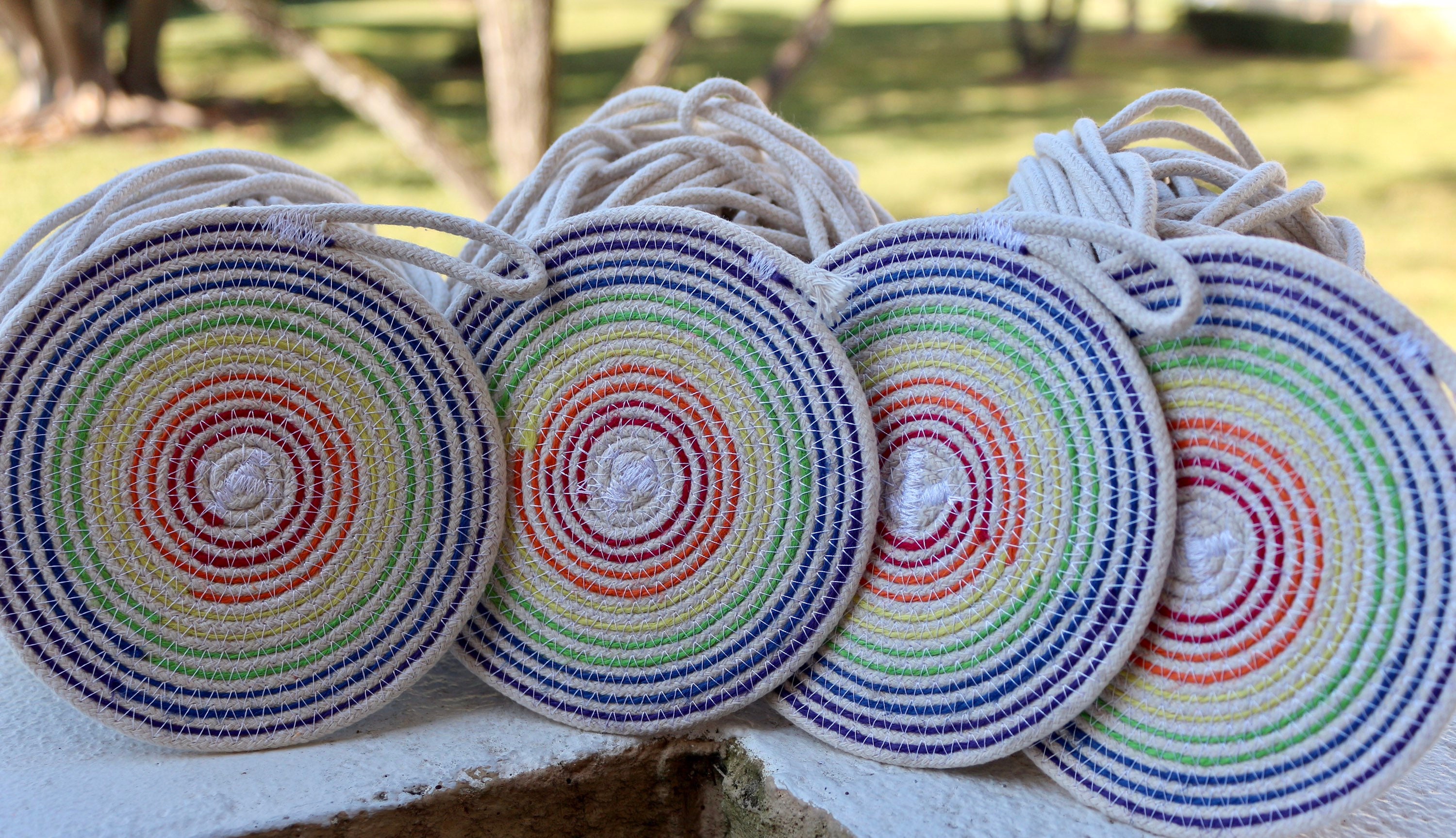 Handmade Rope & Jute Coaster Set, Rope Coasters, Reversible Coaster Set ...