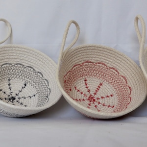 Handmade Rope Basket - Natural & Red , Christmas Basket, Christmas ...