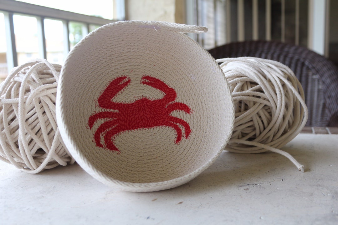 Handmade Rope Basket- Red Crab, Storage, Gift Ideas, Teacher Gift, Home ...