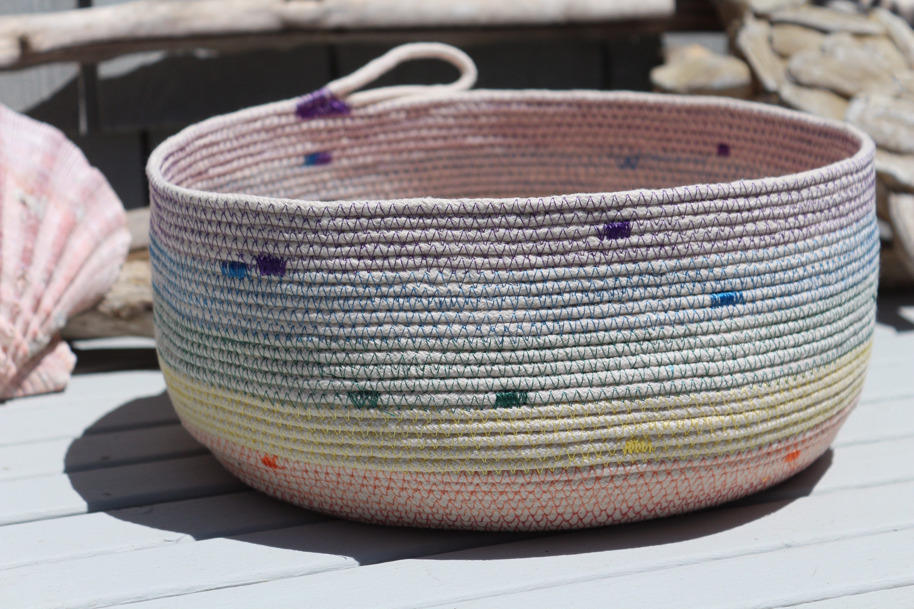 Handmade Rope Basket - Rainbow Basket, Pride Rainbow Basket, Storage ...