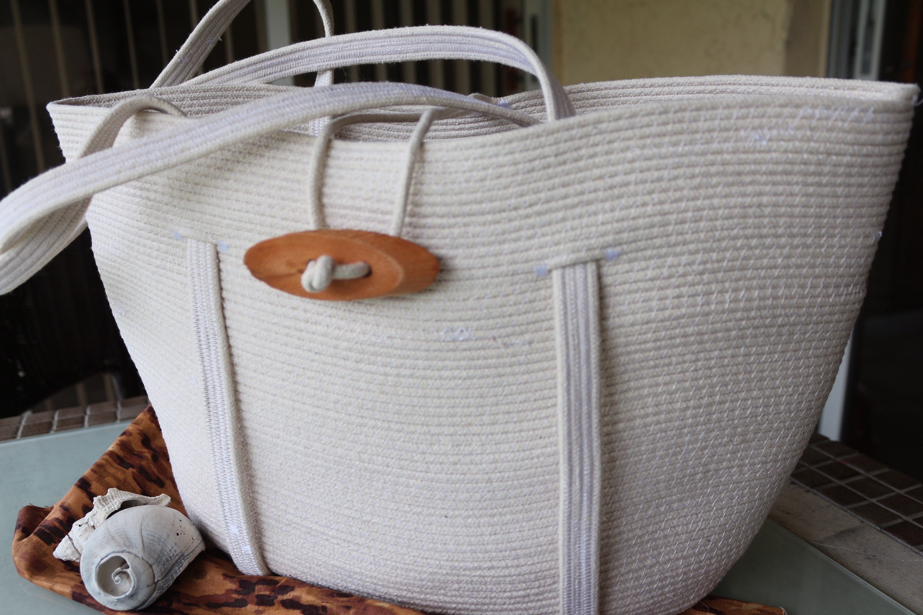 Handmade Rope Tote Driftwood Clasp Clothesline Rope Tote - Etsy