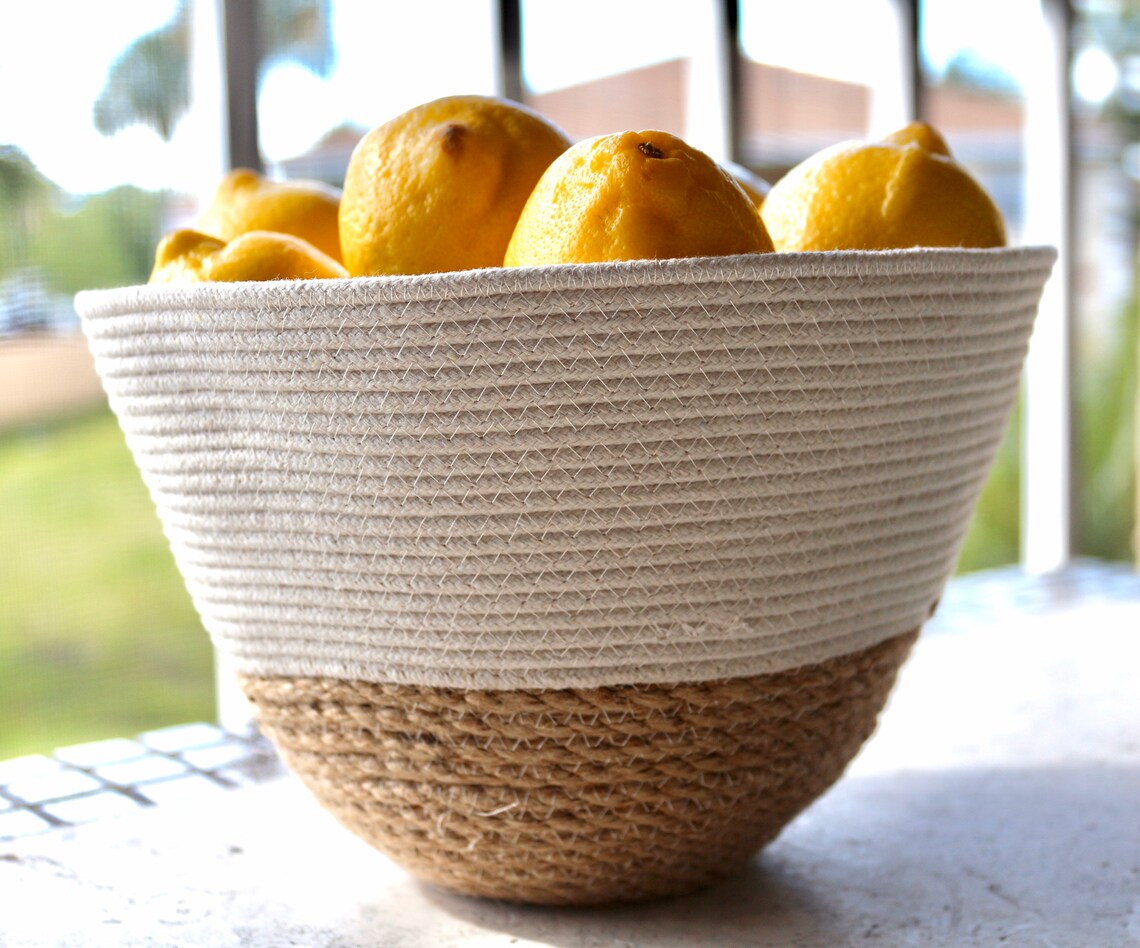 Handmade Rope & Jute Basket Clothesline Storage Home Décor | Etsy