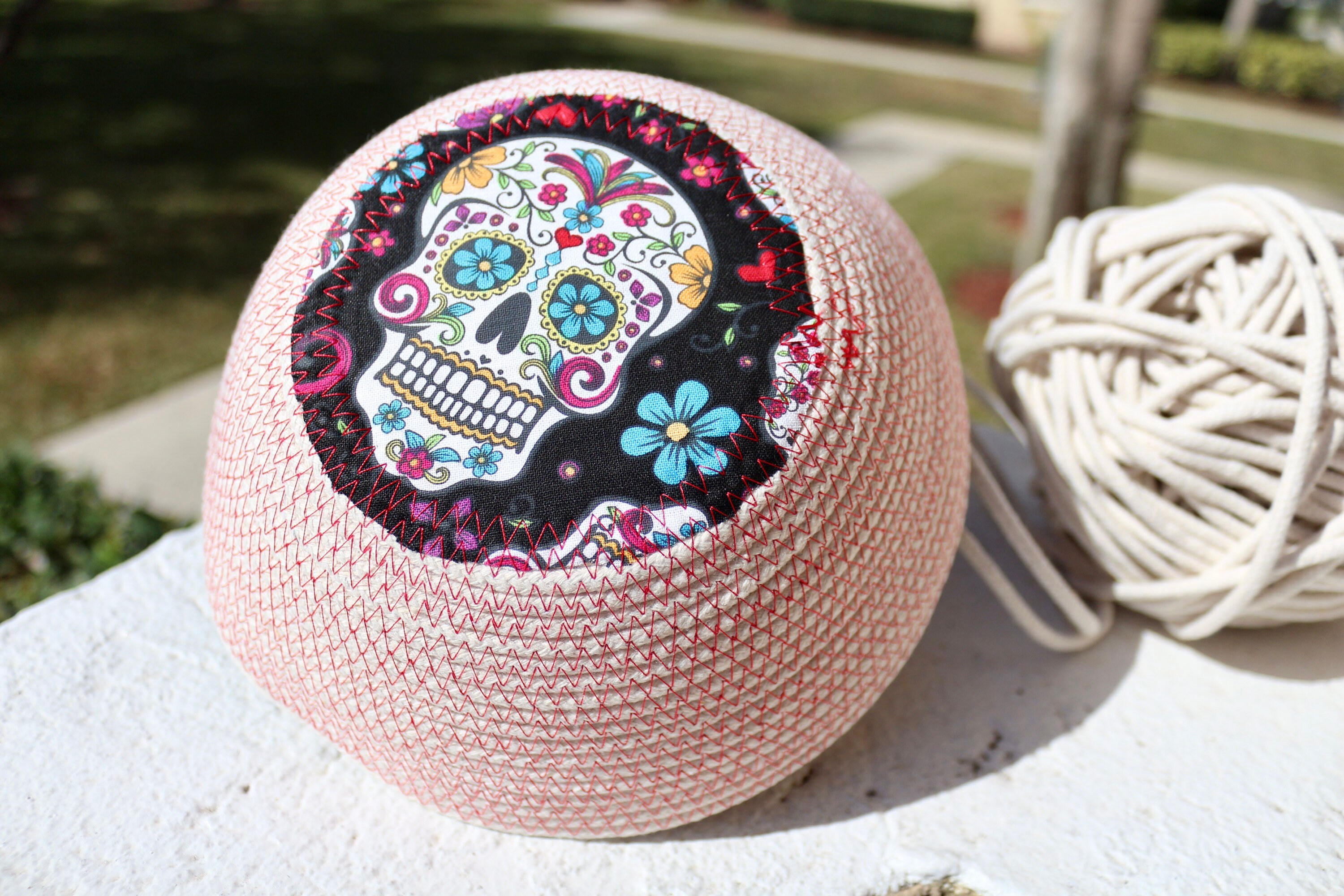 Handmade Rope Basket Day of the Dead Basket, Small, Sugar Skull Basket ...