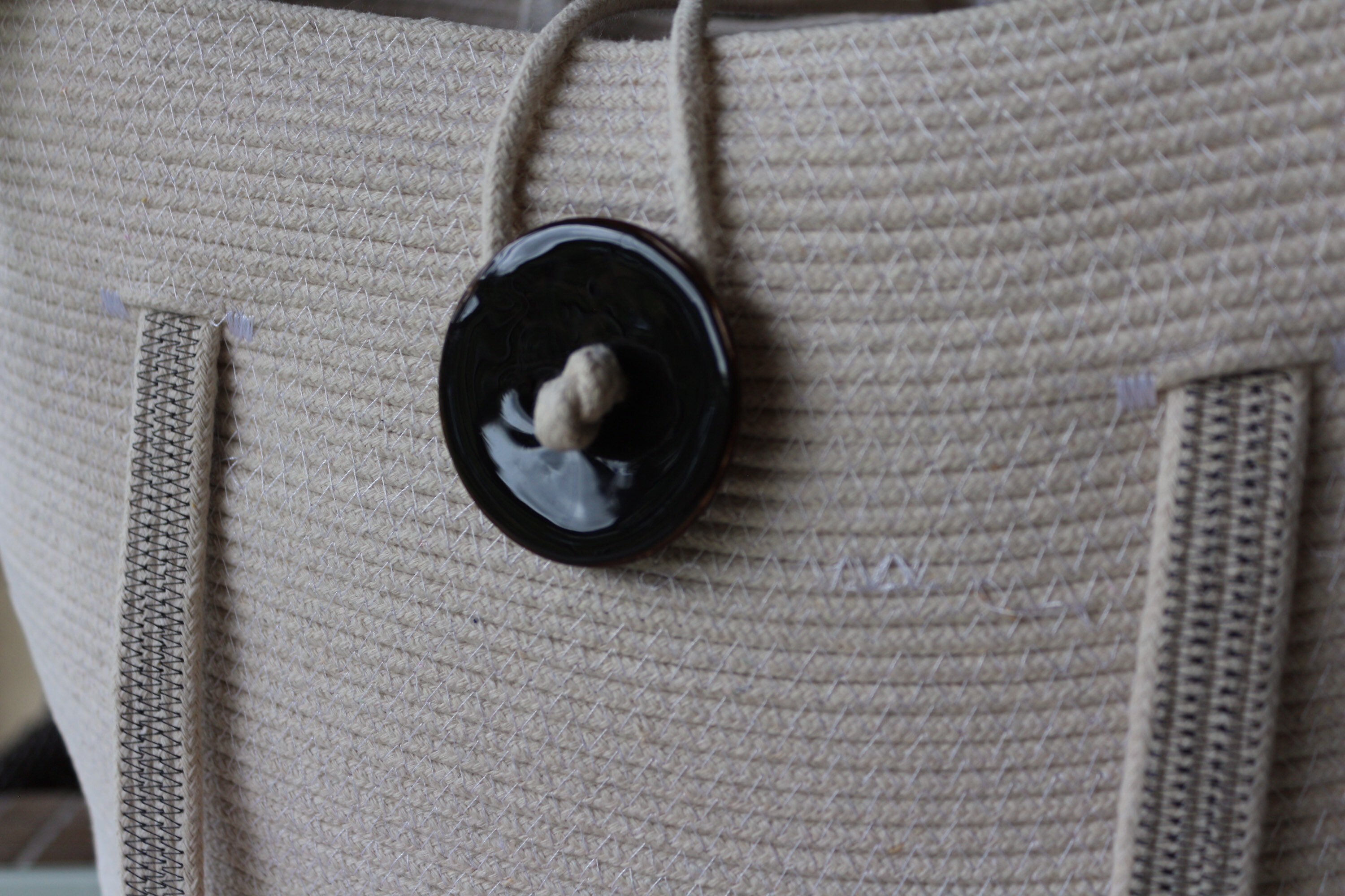Handmade Ebony Tote Bag - Ebony, Coconut Shell Button,clothesline Rope ...