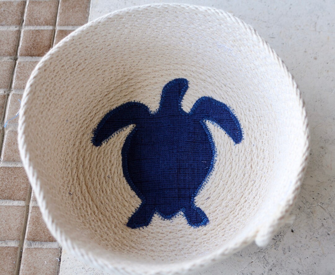 Handmade Rope Basket - Nautical Turtle - Small, Turtle Basket, Home ...