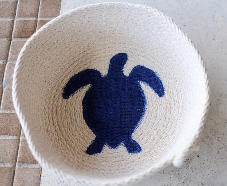 Handmade Rope Basket - Nautical Turtle - Small, Turtle Basket, Home ...