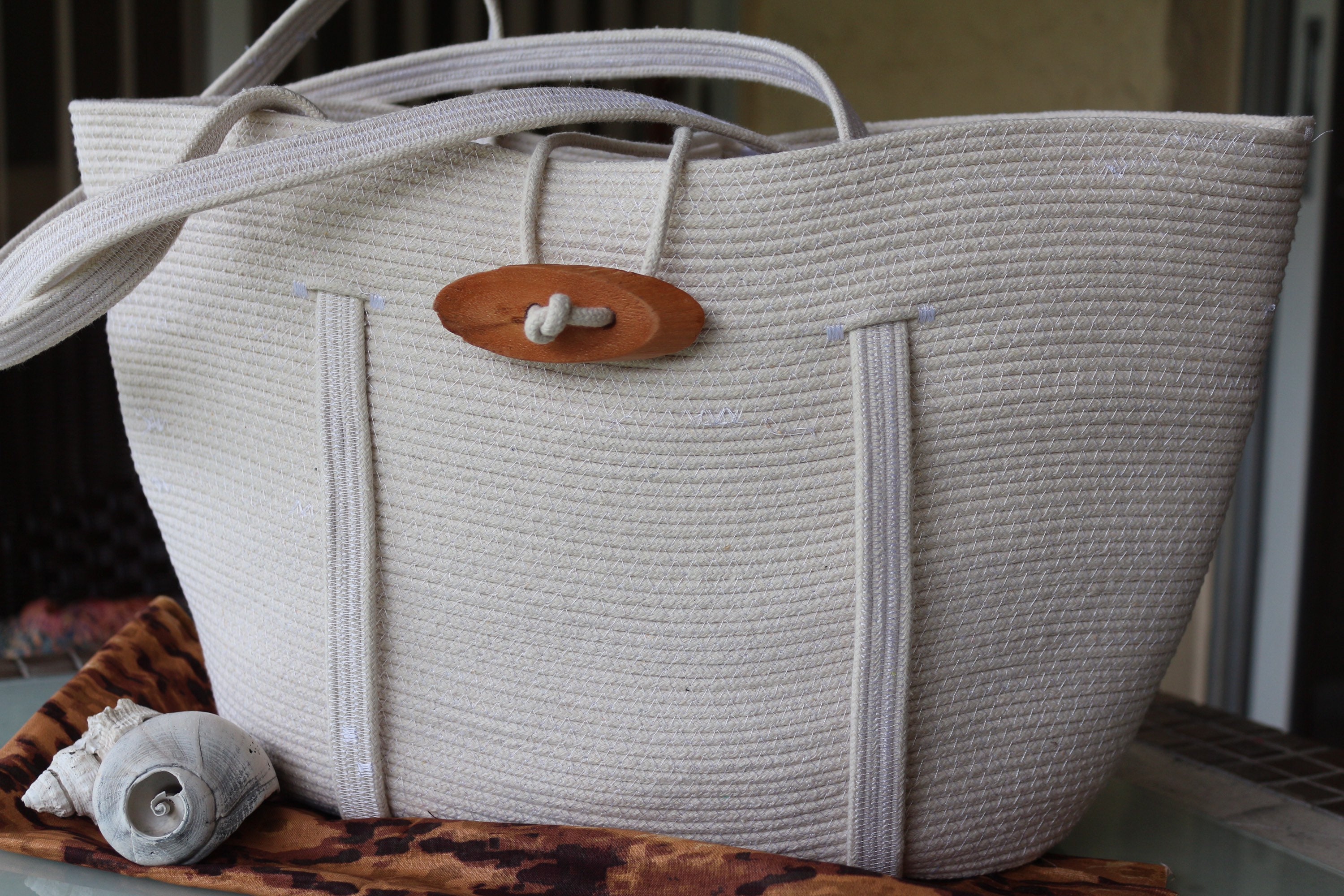 Handmade Rope Tote Driftwood Clasp Clothesline Rope Tote - Etsy