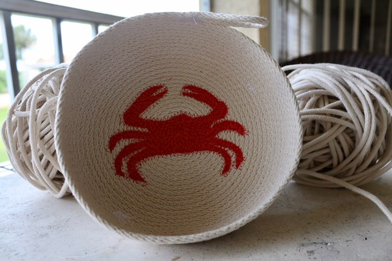 Handmade Rope Basket- Red Crab, Storage, Gift Ideas, Teacher Gift, Home ...