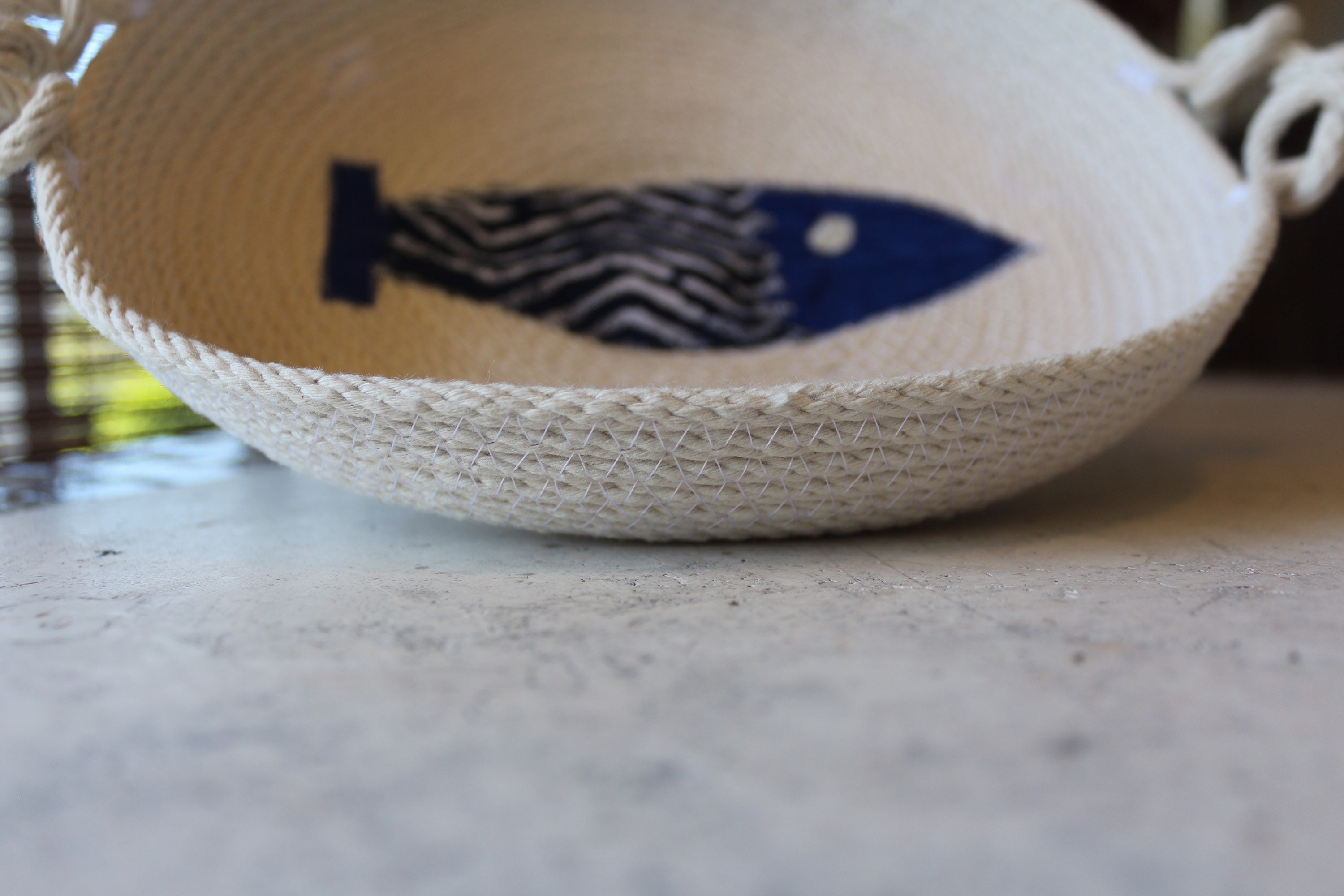 Handmade Rope Basket Graphic Fish, Storage, Home Décor, Rope Basket ...