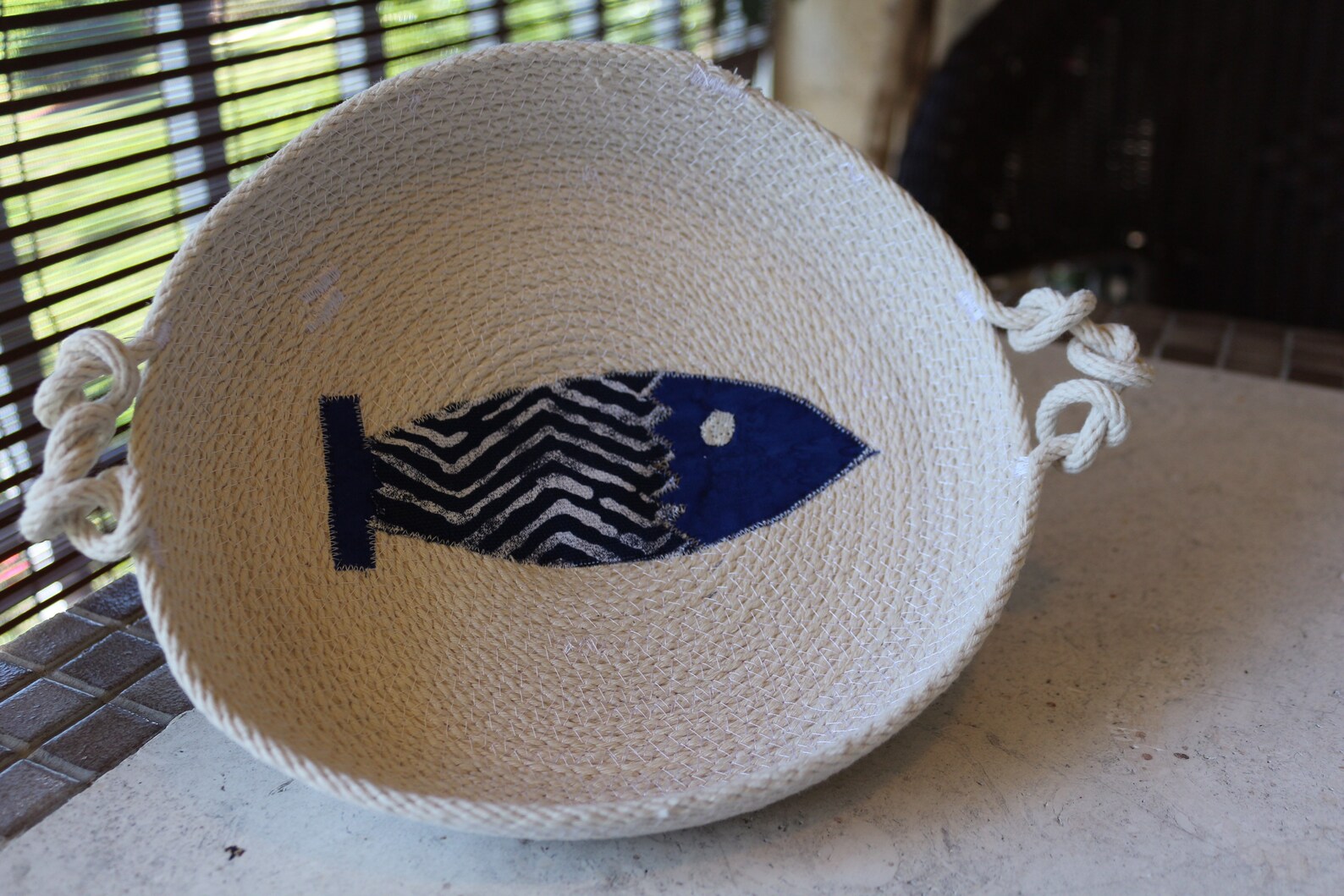 Handmade Rope Basket Graphic Fish, Storage, Home Décor, Rope Basket ...