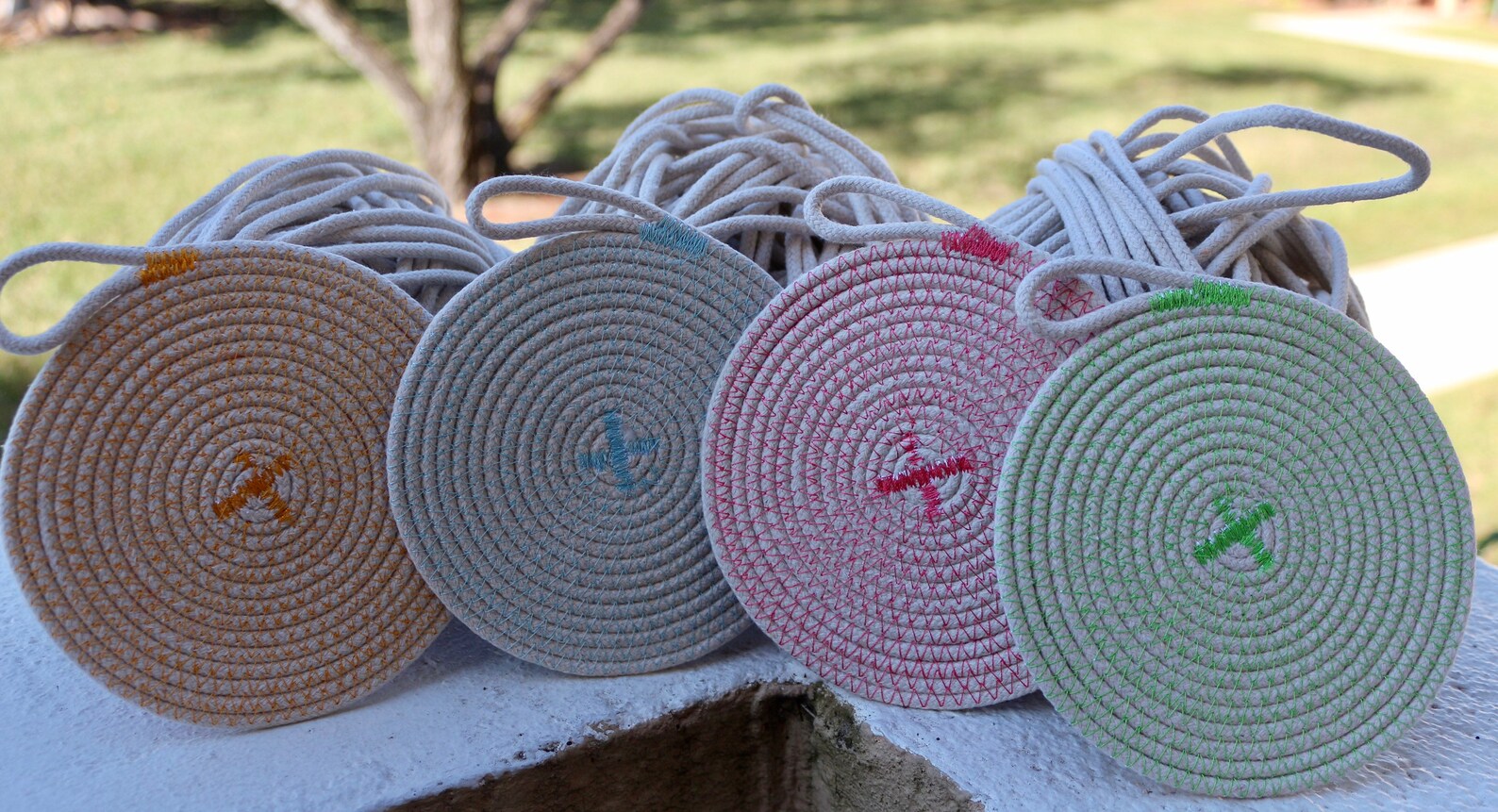 Handmade Rope & Jute Coaster Set Rope Coasters Reversible - Etsy
