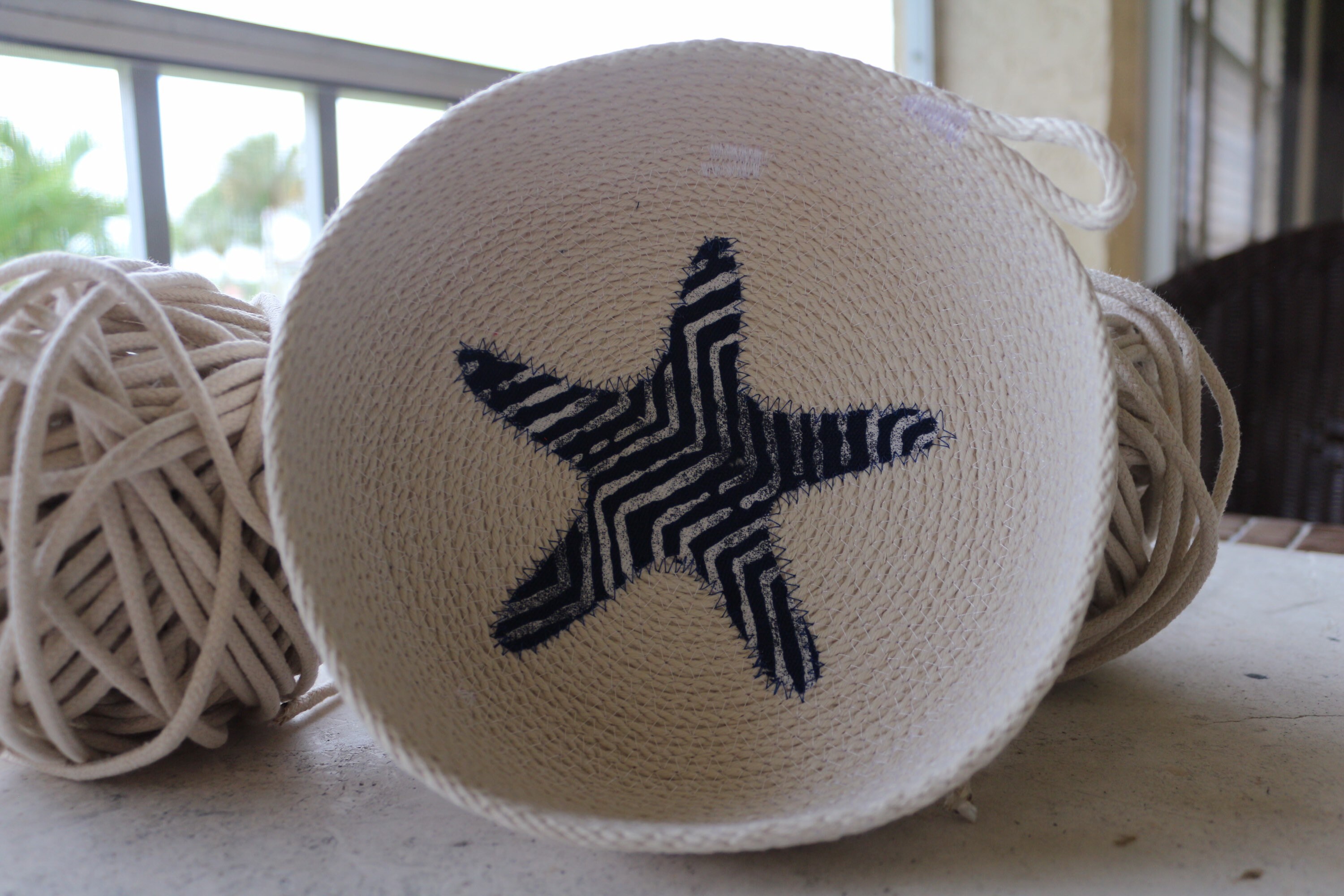 Handmade Rope Basket- Starfish , Nautical Basket, Home Décor Basket ...