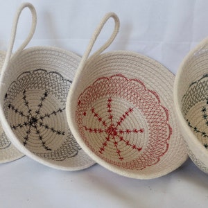 Handmade Rope Basket - Natural & Blue Basket, Storage Basket, Home ...