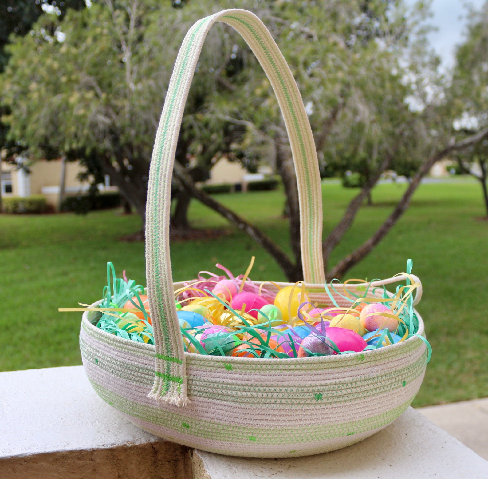 Handmade Easter Basket, Rope Basket,easter Rope Basket, Large, Kids ...
