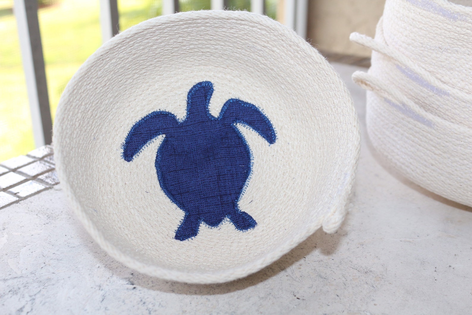 Handmade Rope Basket - Nautical Turtle - Small, Turtle Basket, Home ...