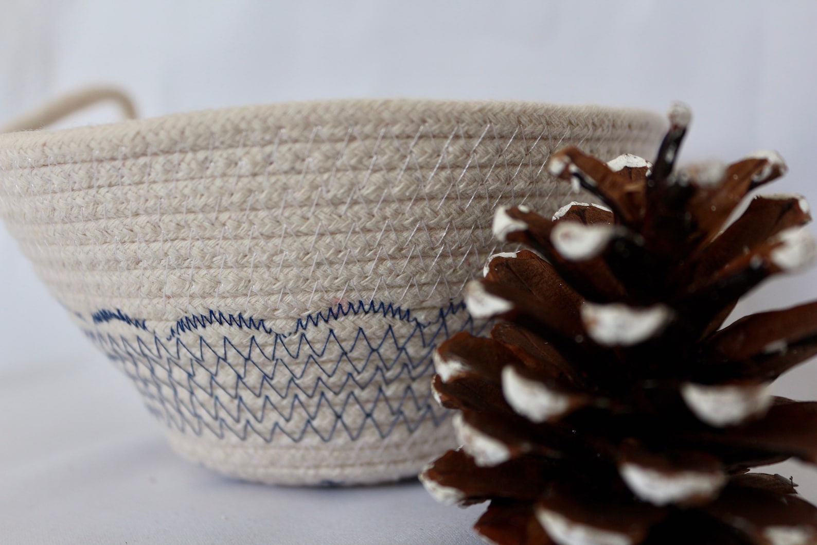 Handmade Rope Basket Natural & Blue Basket, Storage Basket, Home Decor ...