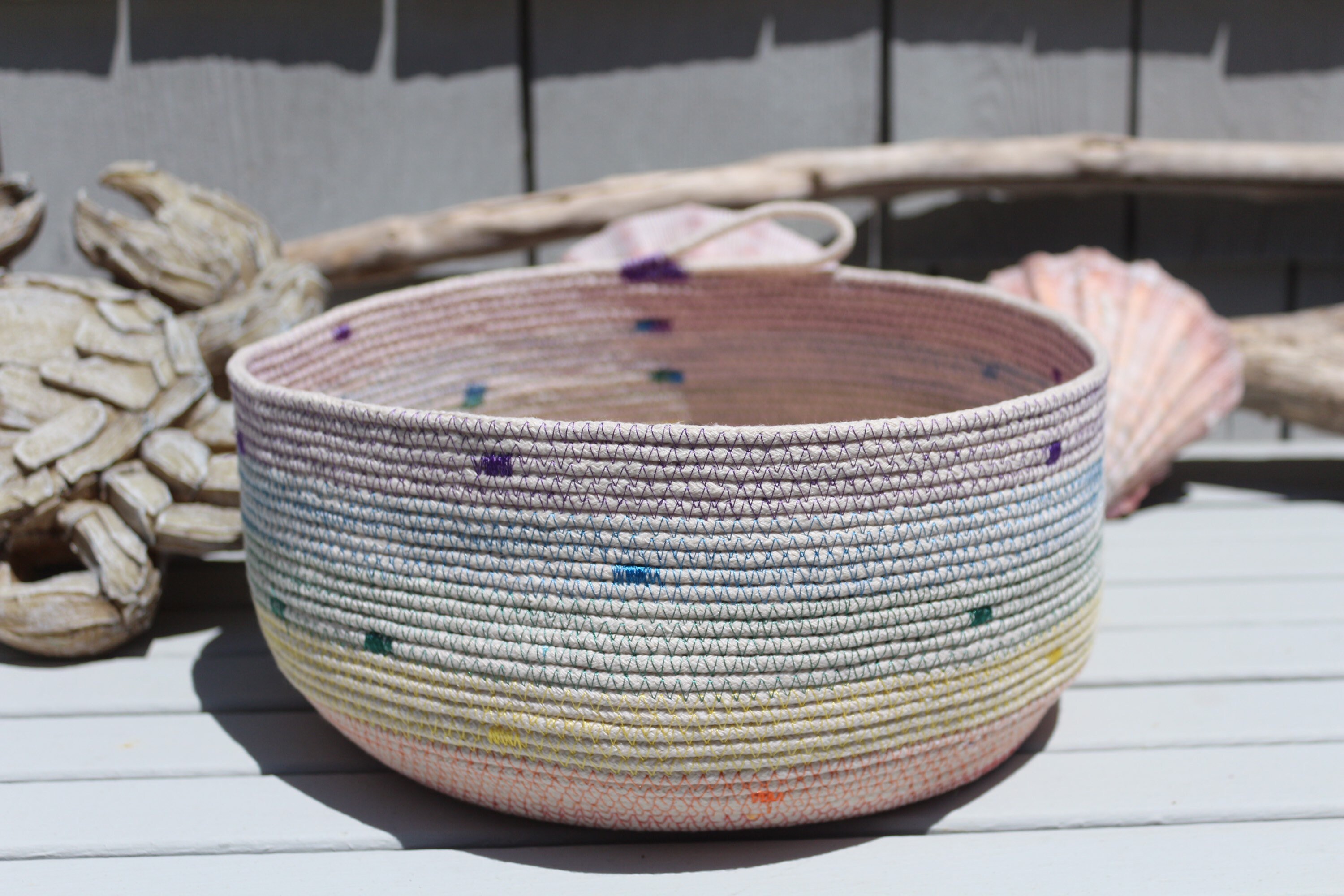 Handmade Rope Basket Rainbow Basket, Pride Rainbow Basket, Storage ...