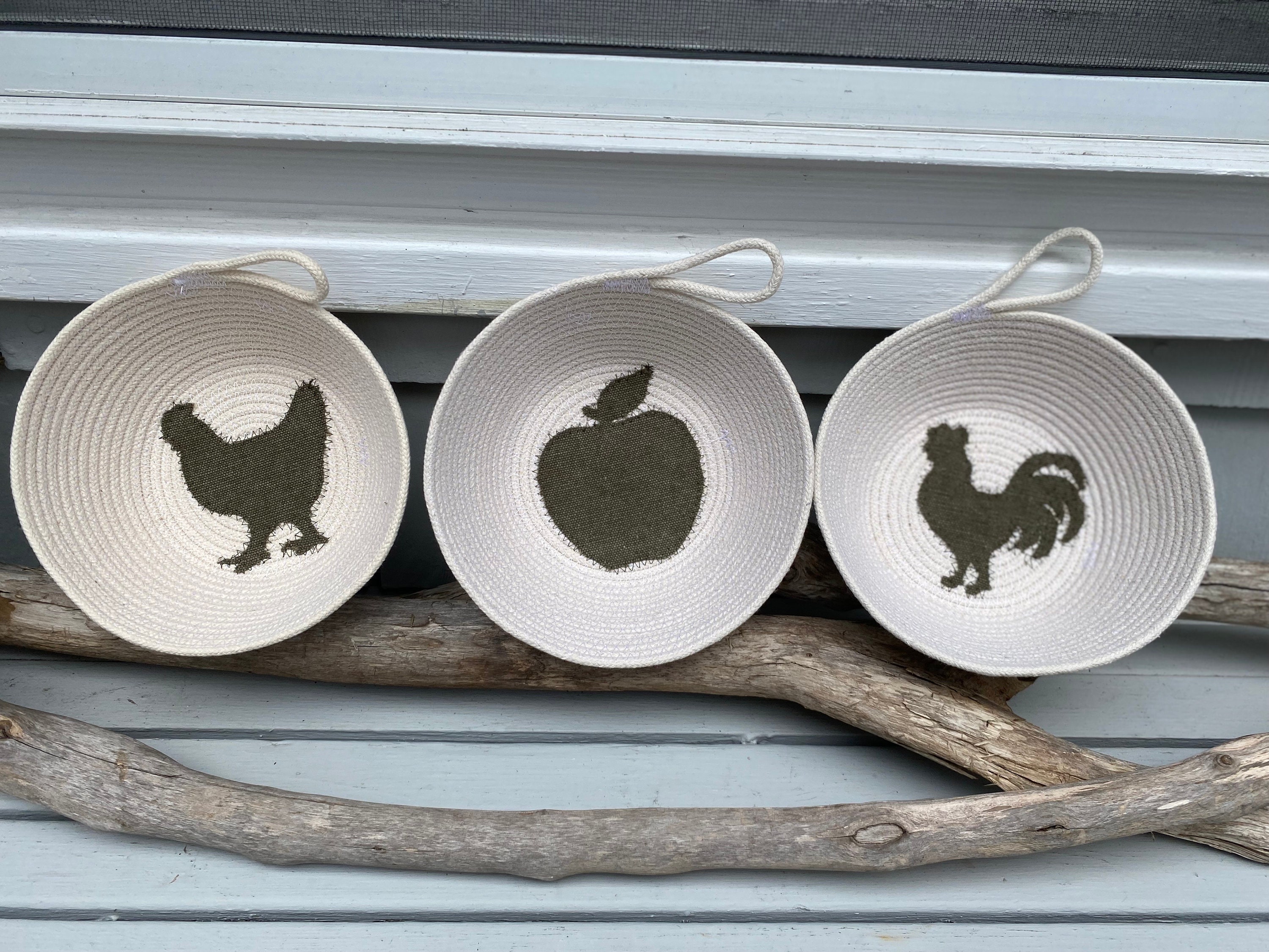 Handmade Chicken Rope Basket Farmhouse, Harvest, Vintage Eclectic ...