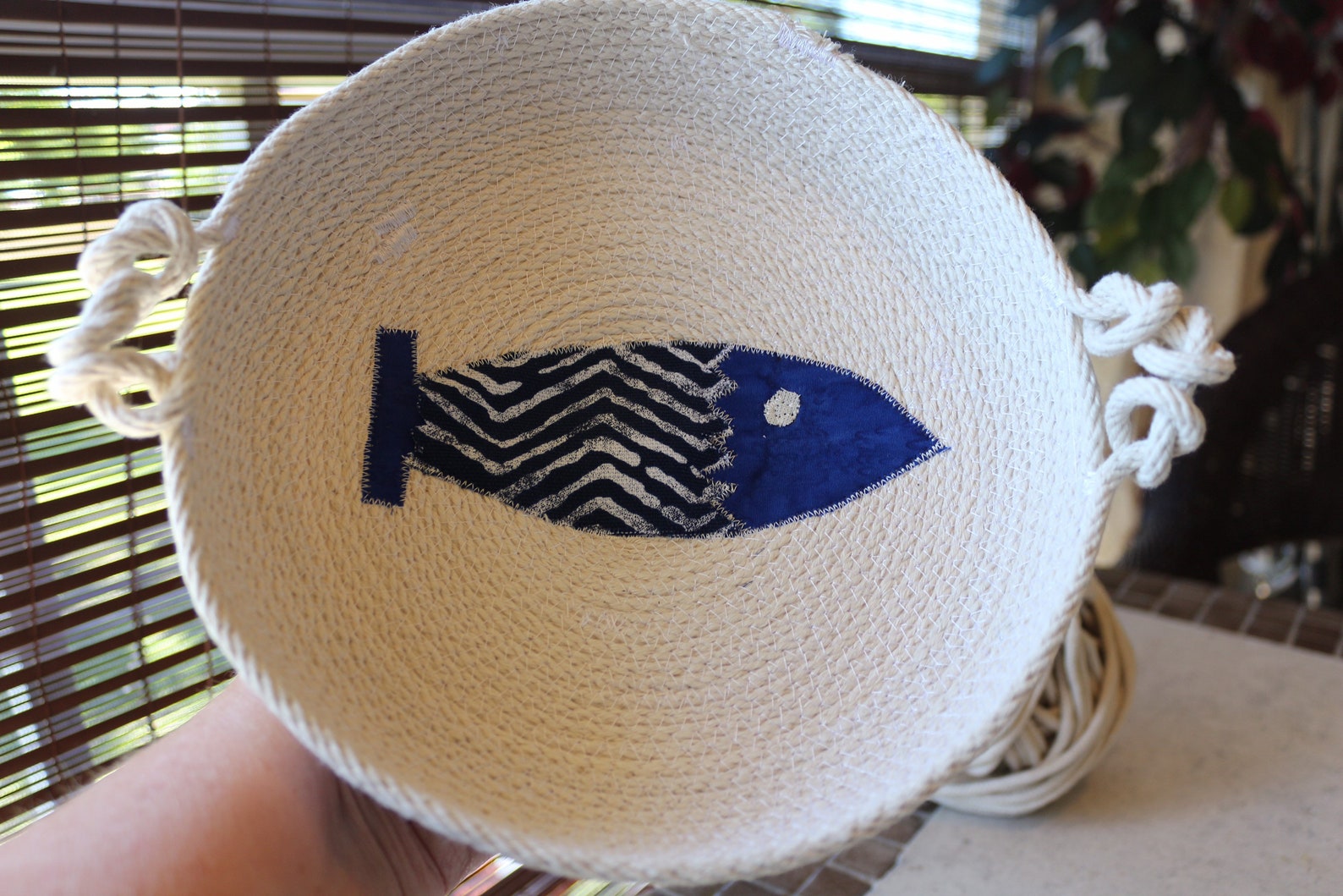 Handmade Rope Basket Graphic Fish, Storage, Home Décor, Rope Basket ...