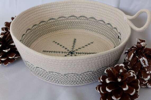 Handmade Rope Basket Natural & Charcoal Gray Small | Etsy