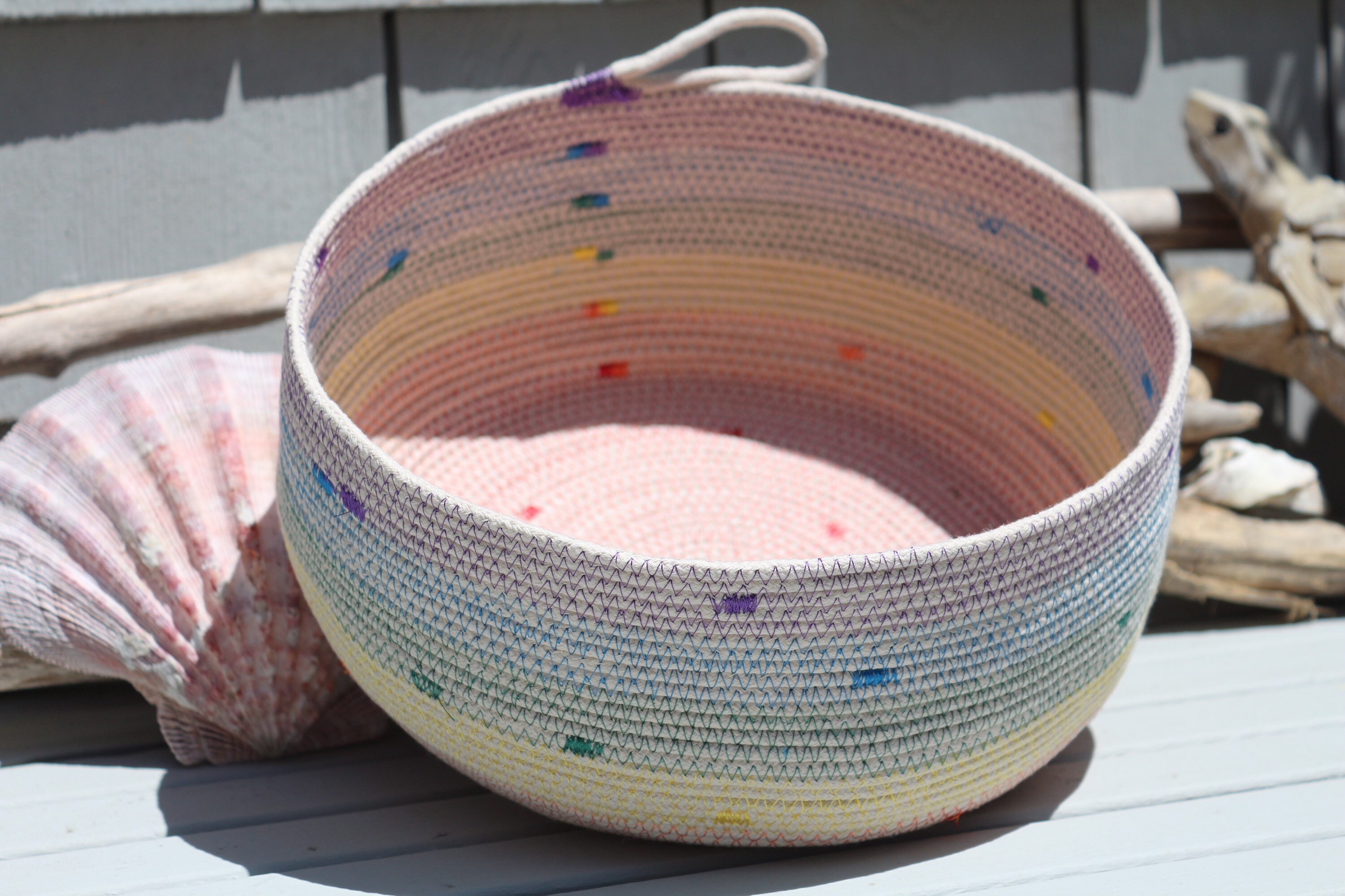 Handmade Rope Basket - Rainbow Basket, Pride Rainbow Basket, Storage ...