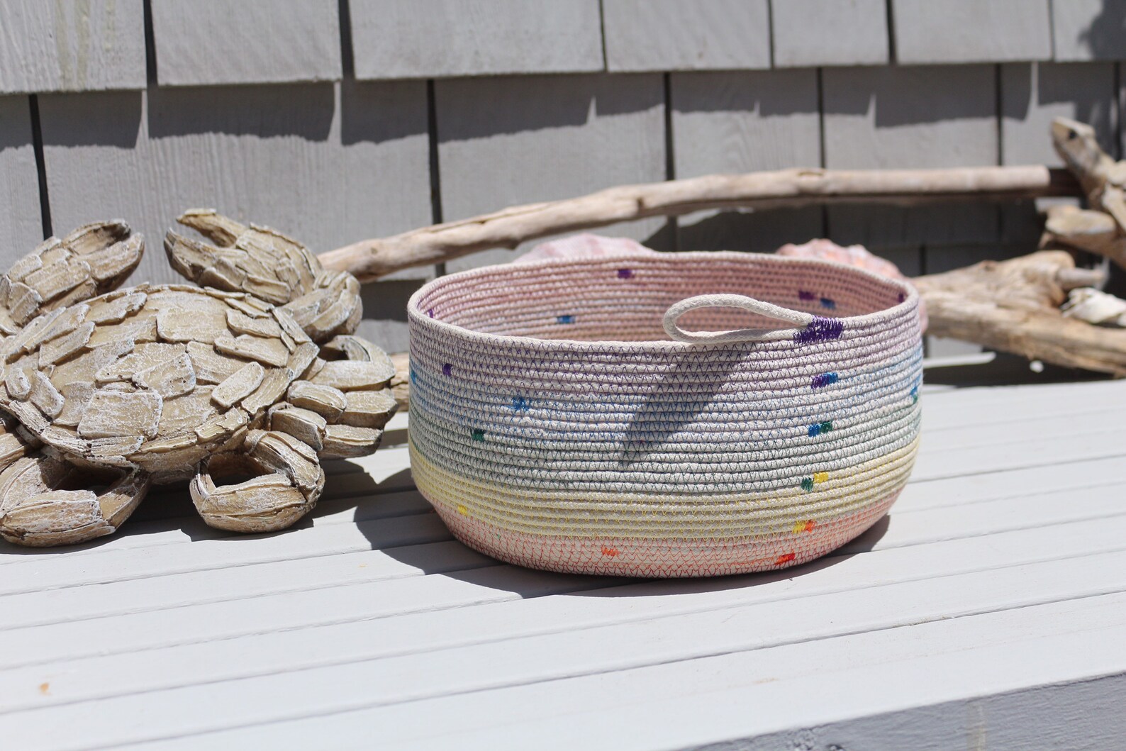 Handmade Rope Basket - Rainbow Basket, Pride Rainbow Basket, Storage ...
