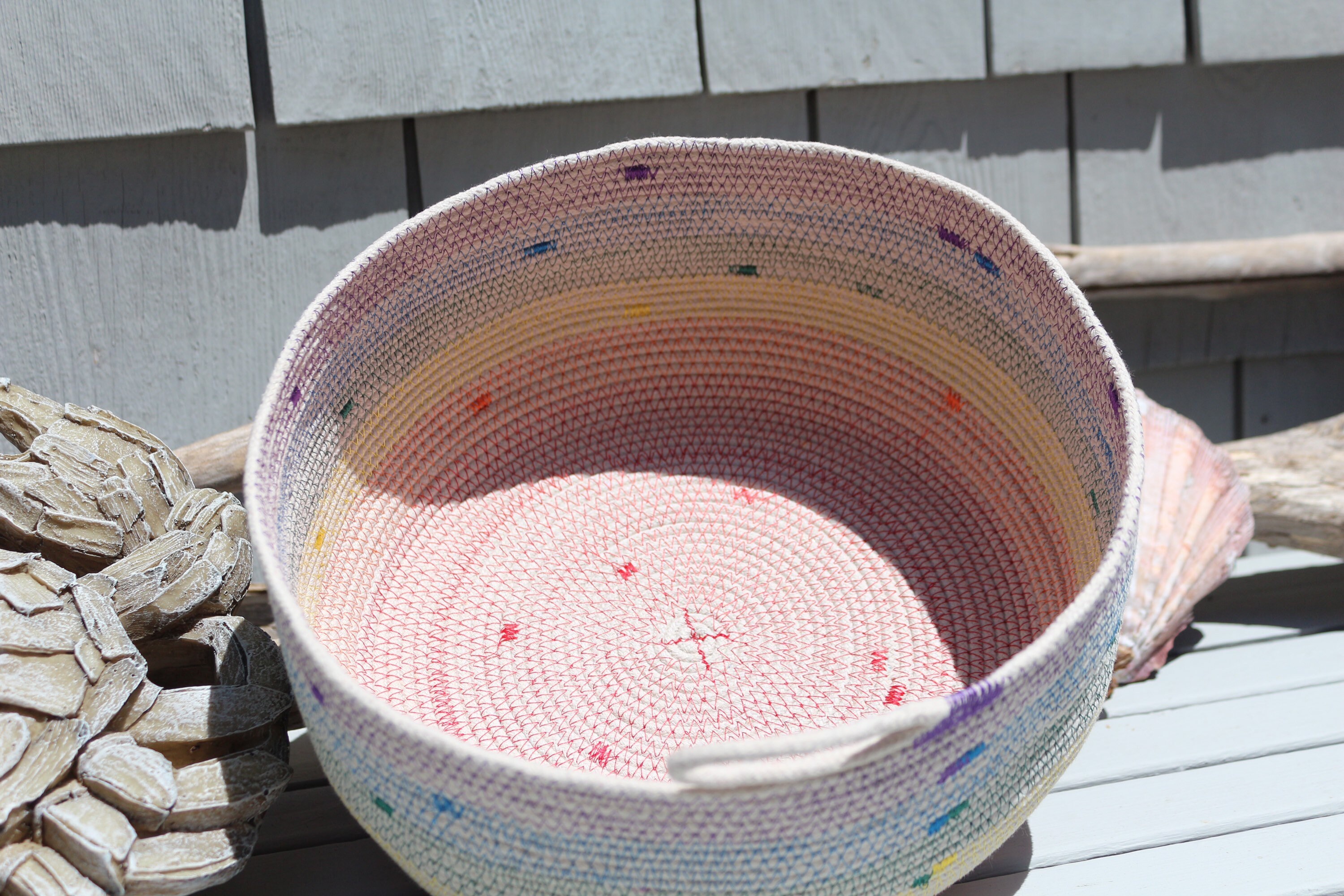 Handmade Rope Basket Rainbow Basket, Pride Rainbow Basket, Storage ...