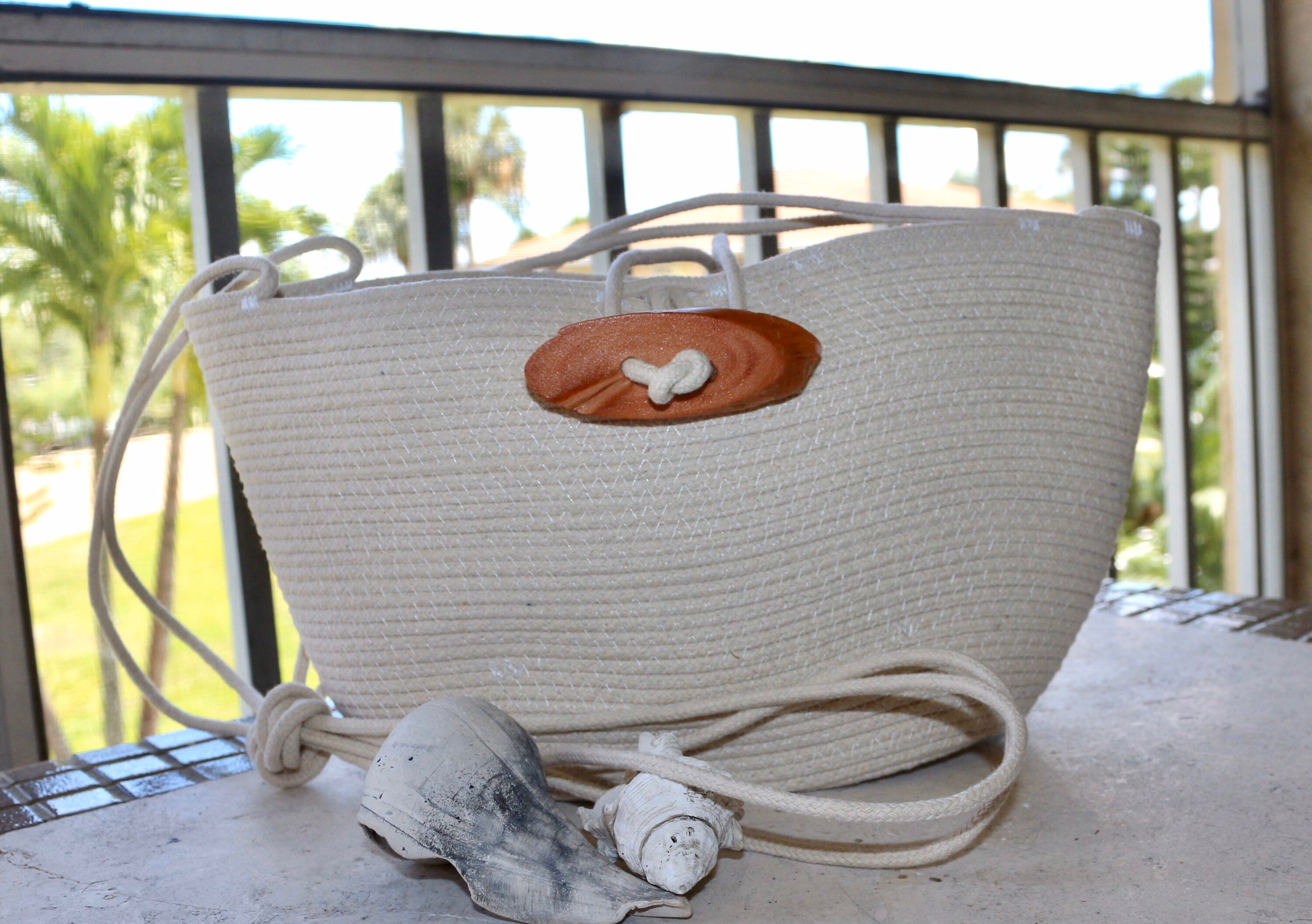 Handmade Crossbody Rope Tote Driftwood Button, Rope Crossbody, RopeBag ...