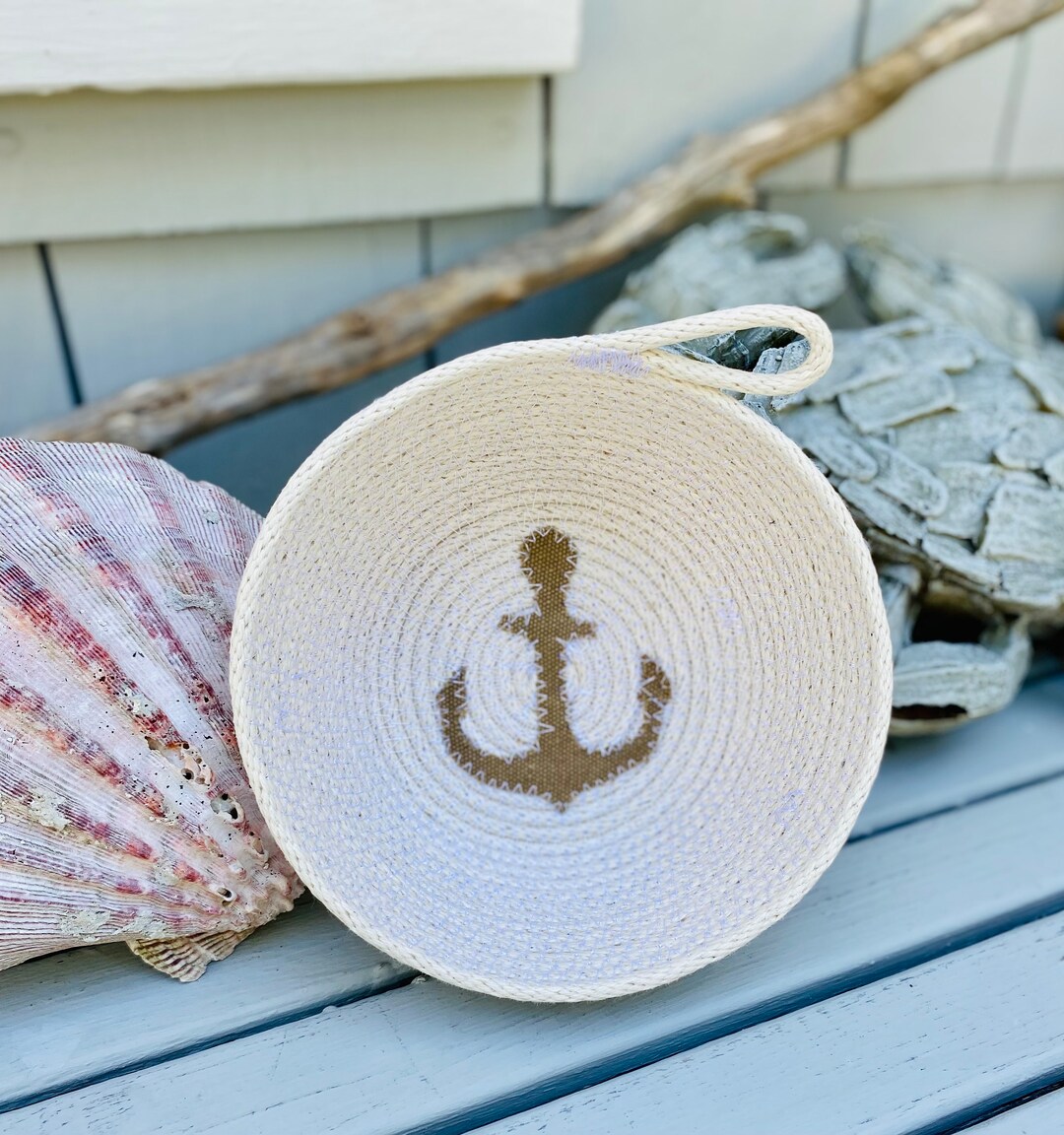 Handmade Anchor Rope Basket - Nautical, Neutrals, Vintage Eclectic ...