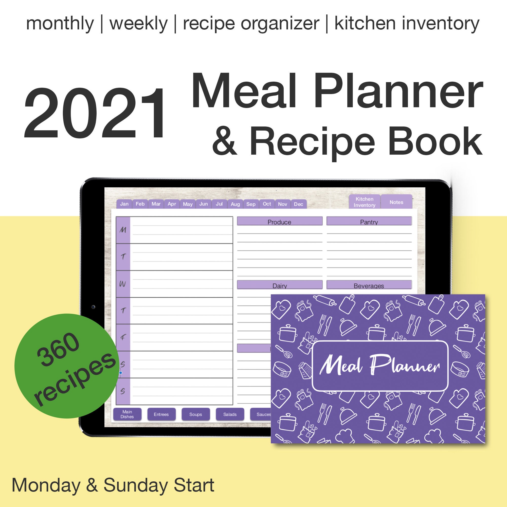 Digital meal planner / recipe planner book gootnotes / meal | Etsy