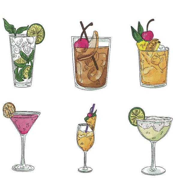 Cocktail Embroidery - Etsy