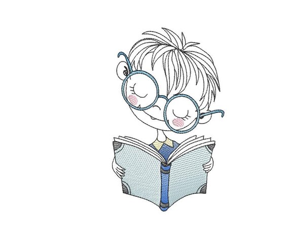 Leseratte Louis Doodle Stickdatei für Maschinenstickerei - Etsy