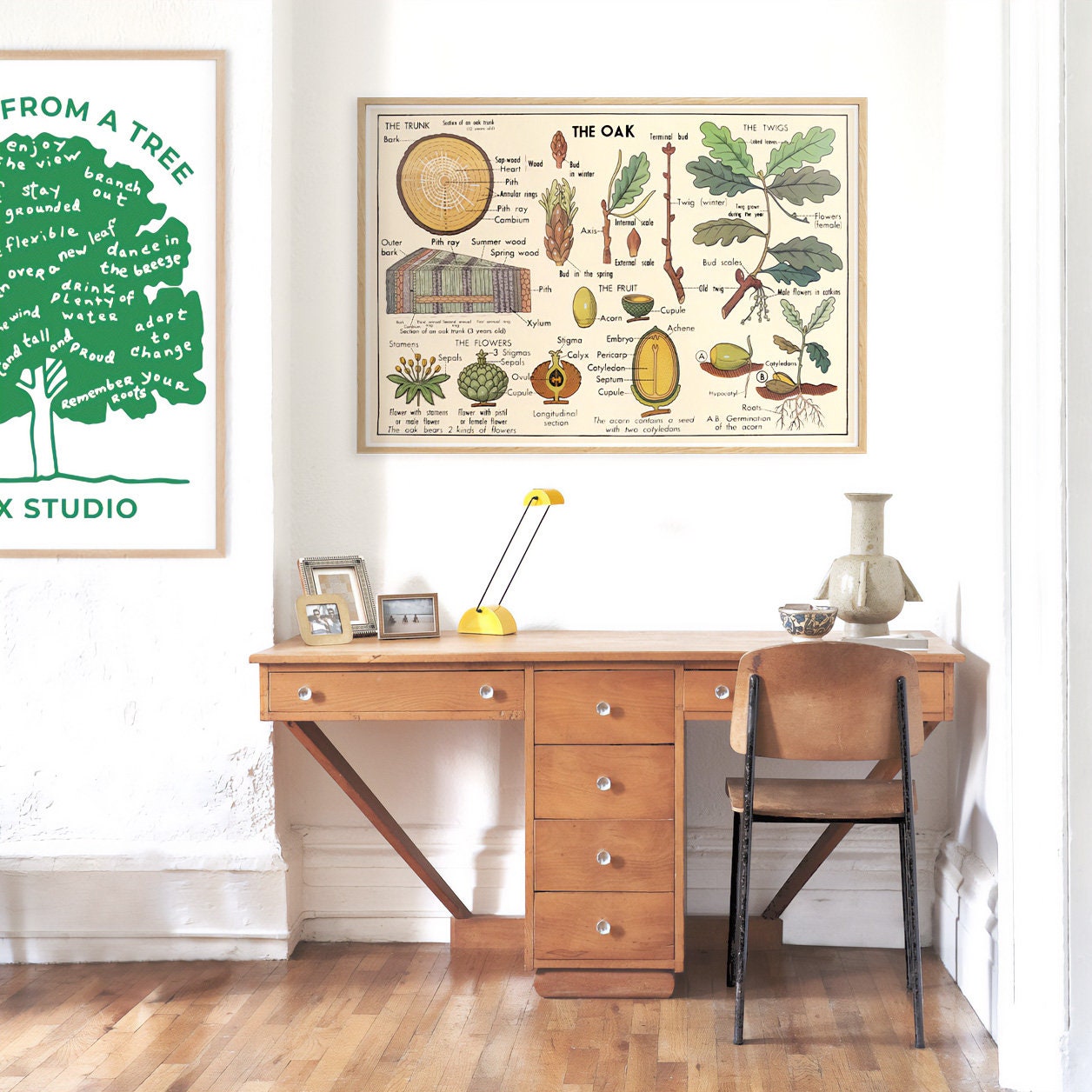 Vintage Oak Tree School Botanical Poster | Etsy