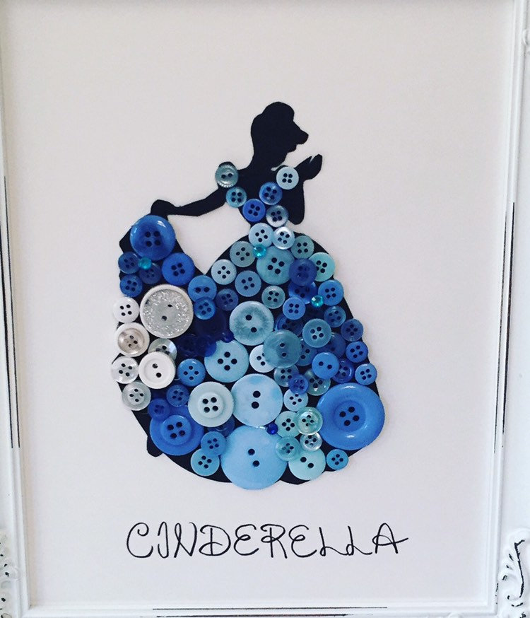 Cinderella button art | Etsy