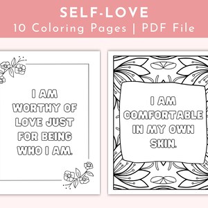 10 Self-love Affirmations Coloring Pages, Floral Printables ...