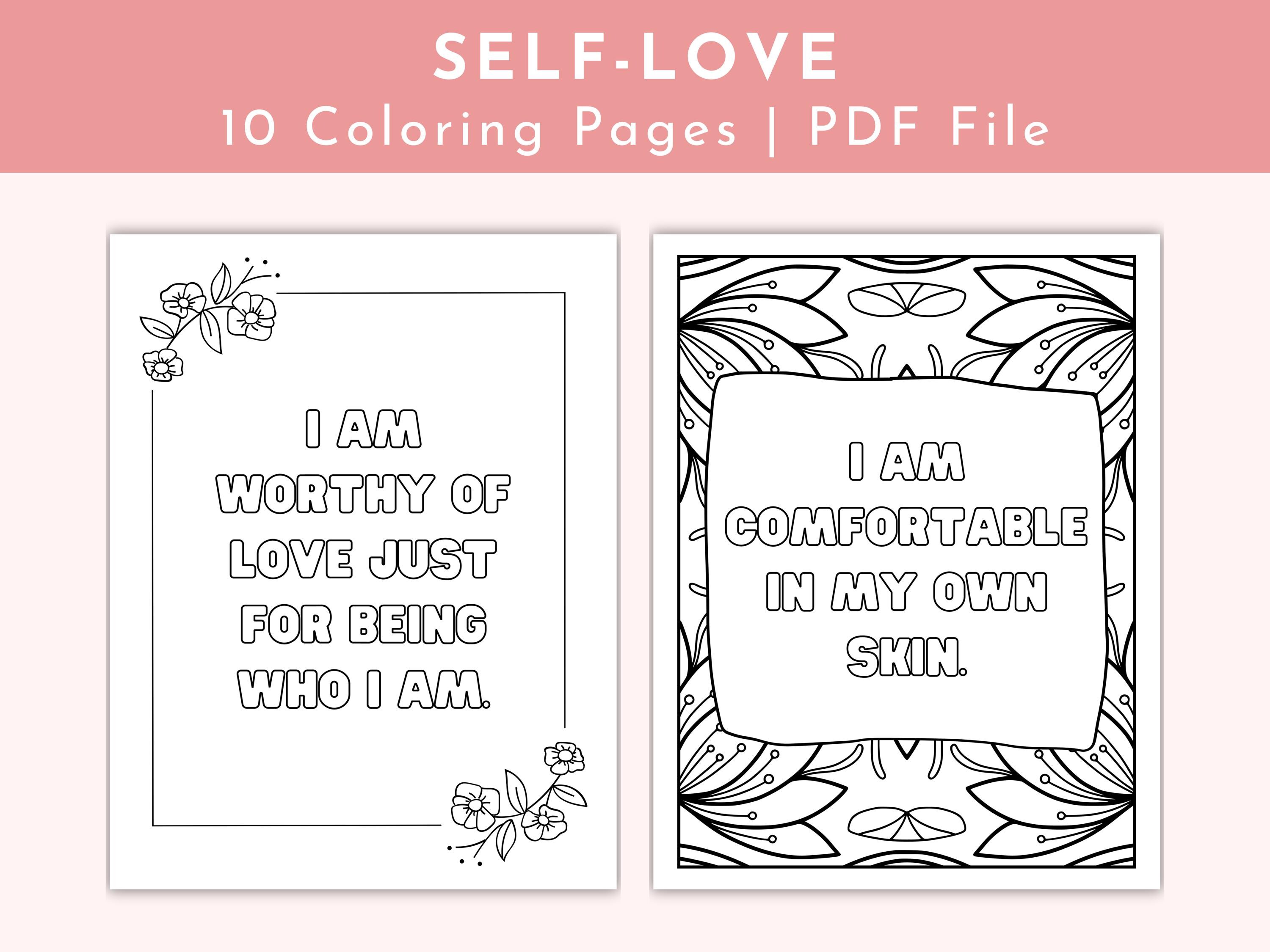 10 Self-love Affirmations Coloring Pages, Floral Printables ...