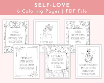 10 Self-love Affirmations Coloring Pages, Floral Printables ...