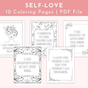 10 Self-love Affirmations Coloring Pages, Floral Printables ...