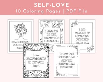 10 Self Love Coloring Pages - Etsy