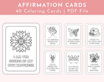 40 Positive Affirmations Cards, Floral Printables, Inspirational and ...