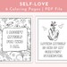 6 Self-love Affirmations Coloring Pages, Floral Printables ...